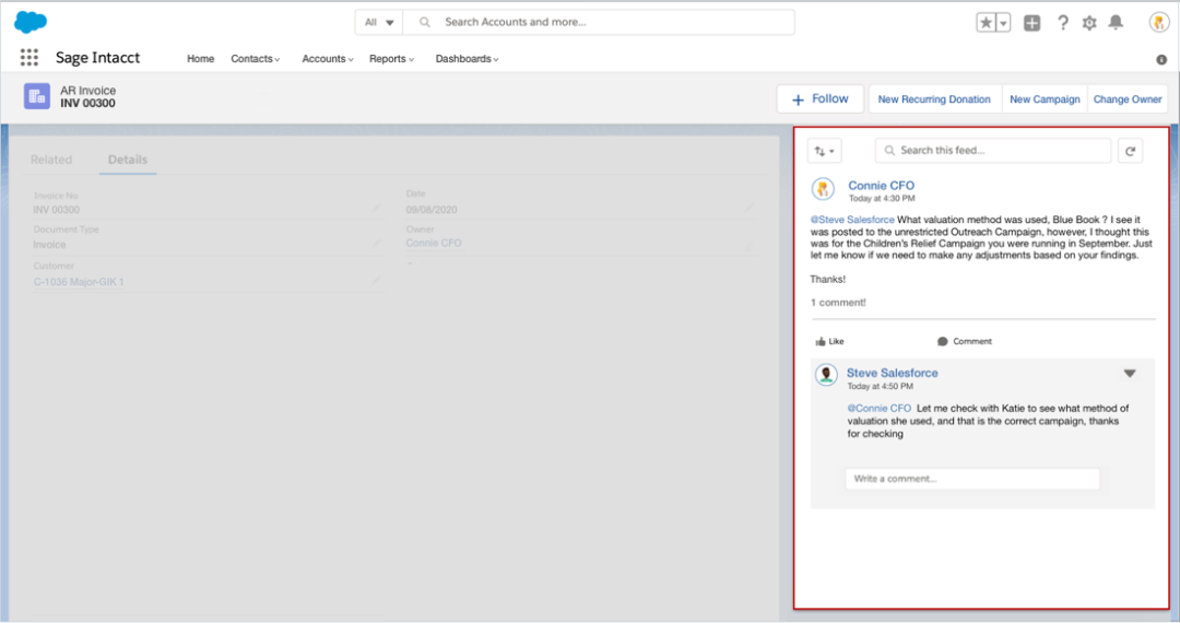 sage internal notifications example | Customer Paradigm